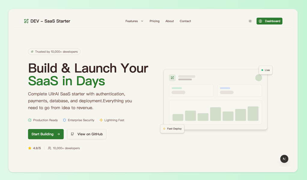 SaaS Starter - Complete UllrAI SaaS starter with authentication, payments, database, and deployment.